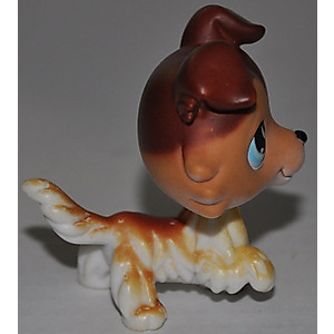 Collie #58 (Raised Paw, Brown, Blue Eyes) - Littlest Pet Shop (Retired) Collector Toy - LPS Collectible Replacement Single Figure - Loose (OOP Out of Package & Print)
