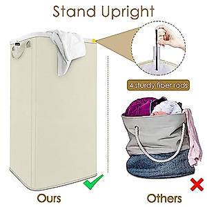 SNIGJAT Extra Large Laundry Hamper 100L, Tall Laundry Basket with Sturdy Handles, Dirty Clothes Basket for Bedroom, Large Basket, Sturdy Storage Basket for Clothes Toys Beige