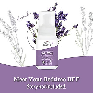 Earth Mama Calming Lavender Baby Wash Liquid Foaming Hand Soap, Organic All-Purpose Lavender Body Wash for Sensitive Skin, Castile Soap with Coconut Oil, Shea Butter, Calendula, & Aloe, 5.3 Fl Oz