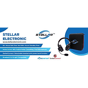 Stellar Electronic Pluto+Duo Bundle - 60+Hrs Talk Time, 99% Noise Cancellation - Best Bluetooth Headset for Truckers and Drivers
