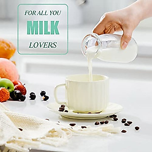 Zubebe 12 Pack 6.76 oz Small Glass Milk Bottle Clear Mini Glass Bottles with Lids Glass Juice Bottle Reusable Small Milk Jar Vintage Breakfast Shake Container for Drinking Water Juice Honey