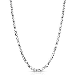 Fiusem 3.5mm Silver Colored Chains, Silver Plated Cuban Link Necklace for Men and Women, Stainless Steel 20 Inch