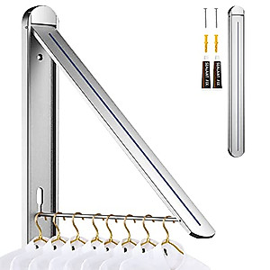 Clothes Drying Rack Folding Indoor And Outdoor Universal, Wall Mounted Folding Drying Rack Clothing Retractable Dryer Rack For Laundry Room Closet Organization And Storage, Aluminum (1, Silver)