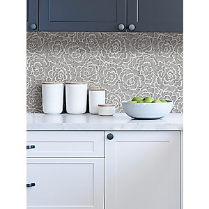 NuWallpaper NUS4047 Charcoal Saraya Peel & Stick Wallpaper, Grey