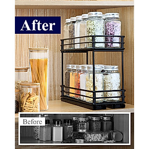 Kitsure Spice Rack Organizer for Cabinet - 2 Packs, Easy-to-Install Pull Out Spice Cabinet Organizers, 4.33''Wx10.23''Dx8.54''H Slide Out Spice Racks