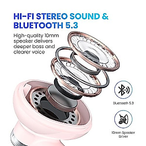 JYSXHP Wireless Earbuds Bluetooth 5.3 Wireless Headphones Touch Control IPX4 Waterproof in-Ear Earphones with RGB Charging Case and Noise Cancelling for Phone Laptop Sport (Pink)