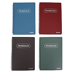 Aacehlh Spiral Notebook Set of 4, A5 College Ruled Lined Journal/Notebook,5.7'' x 8.3'',80 Sheets Per Notebook,Writing Journals for Work, Office & School Supplies. (Blue,Brown,Green,Wine red)