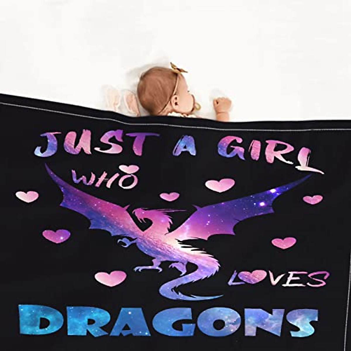 Just A Girl Who Loves Dragons Blanket Flannel Fleece Throw Blanket Microfiber Lightweight Soft Cozy for Couch Sofa Bed All Season Personalized Gift to Girls Women 40"x30" for Pets
