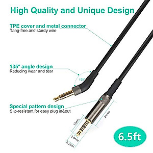Mr Rex 6.5 Feet 3.5mm to 2.5mm Male Headphone Replacement Cable, Upgrade Audio Aux Cord Wire Compatible for Bose 700 QC45 QC35II QC35 QC25 Headsets/JBL and iPhone Galaxy Xiaomi Redmi Smartphones
