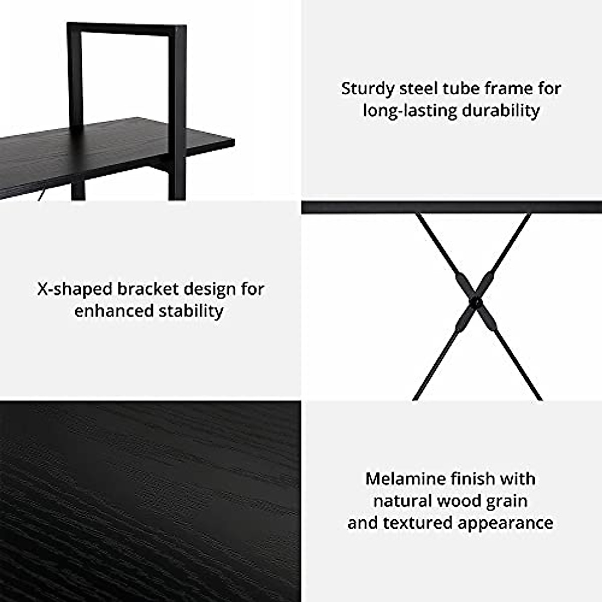 glitzhome Wooden Industrial Bookcase 4 Shelf Bookshelf Rustic Open Shelf Vintage Wood and Metal Etagere Bookcase Black Heavy Duty Bookshelf Low Office Display Bookshelves Short Farmhouse Shelves