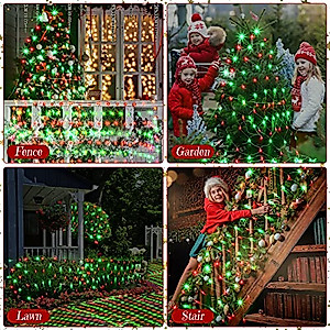 Tuanse 2 Pcs Christmas Net Lights 9.8 x 6.6 Ft 200 LED Bush Lights Outdoor Decorations Curtain Window 8 Modes String Mesh Lights for Garden Holiday Yard Party Decor (Red and Green)