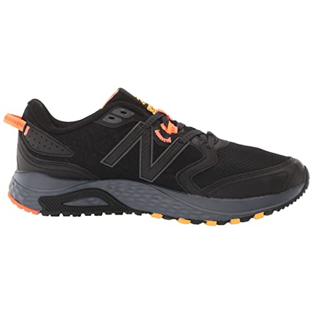 New Balance Men's 410 V7 Running Shoe, Black/Grey/Orange, 7.5