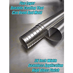 Stainless Steel Contact Vinyl Paper Peel and Stick Wrap Overlay Covering for Kitchen Appliances Dishwasher Fridge Oven 36" x 36" Fix Repair or Update (Trimmable) Waterproof, Scratchproof, Thick
