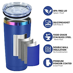 Icesip 8pack 20oz Tumbler with Lid And Straw,Stainless Steel Vacuum Insulated Mug,Double Wall Durable Powder Coated Coffee Cup for Cold & Hot Drinks,Insulation Travel Tumblers Cups