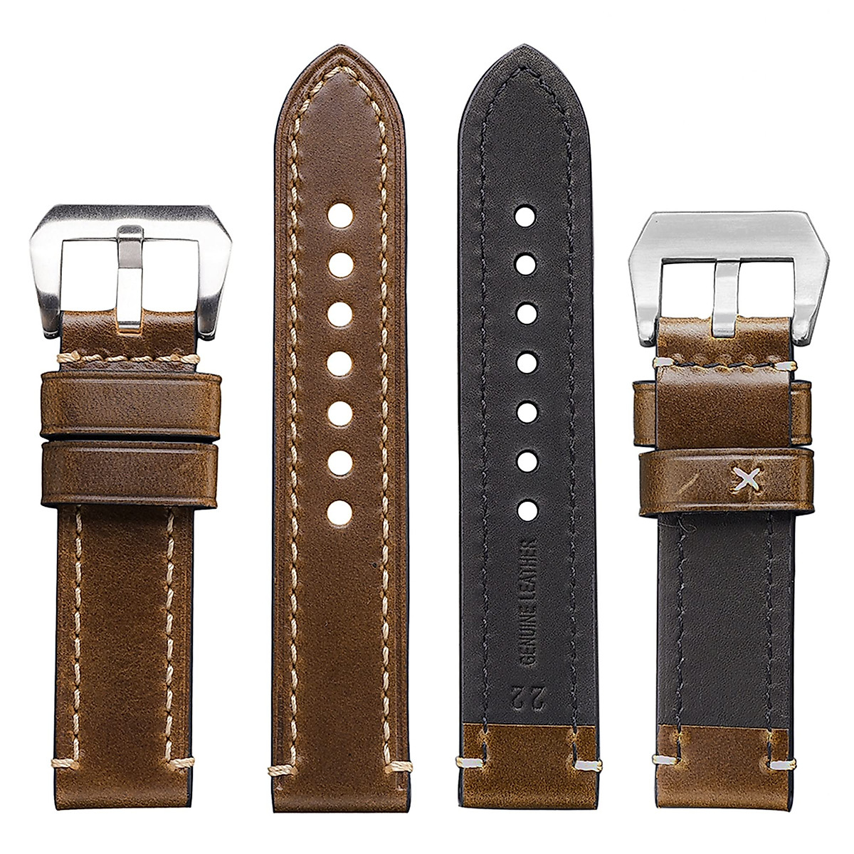 EACHE Leather Watch Bands Handmade Genuine Leather Watch Straps Vintage Design Classical Thick Watch Bands 20mm