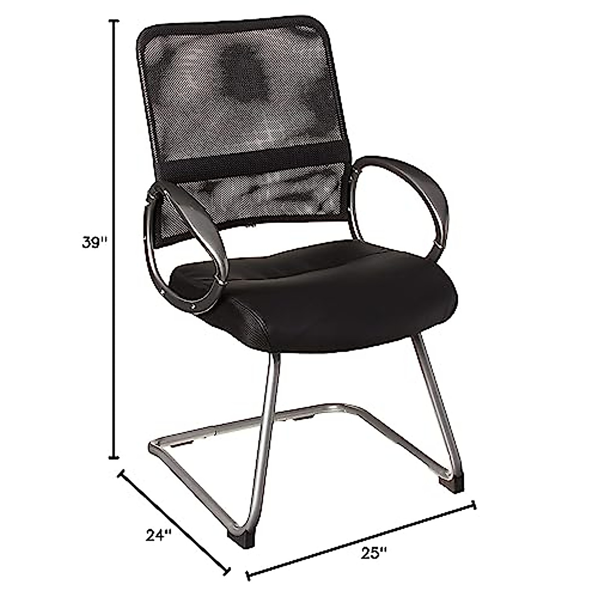 Boss Office Products Mesh Back Guest Chair with Pewter Finish in Black, 250 lb.