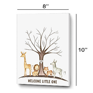 Gender Reveal Fingerprint Tree with Safari Animals, Baby Shower Guest Book Party Ideas, Gender Reveal Party Ideas, Gender Reveal Keepsake, Canvas Decoration