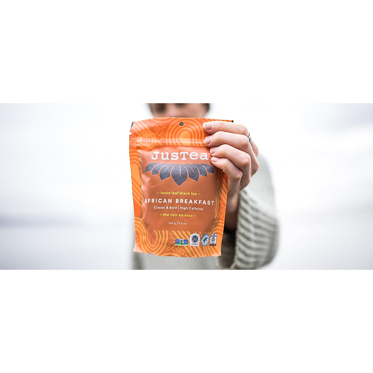 JusTea AFRICAN BREAKFAST | Loose Leaf Black Tea | Recyclable Refill Pouch | 40+ Cups (3.5oz) | High Caffeine | Award-Winning | Fair Trade | Non-GMO