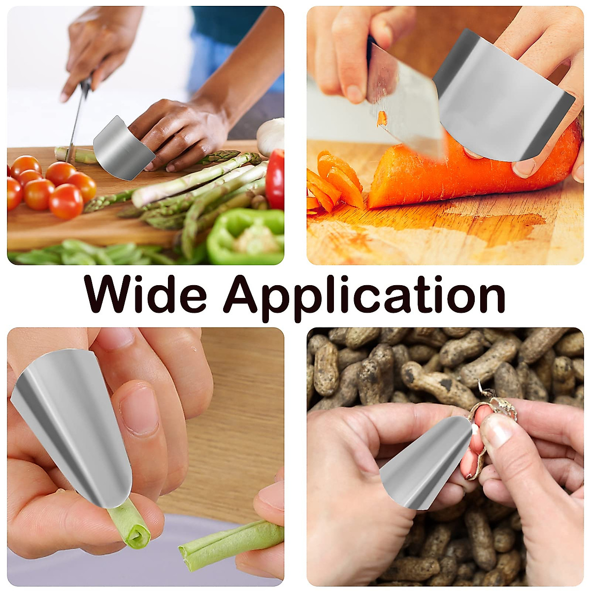 9 Pcs Finger Guards for Cutting, Stainless Steel Finger Protector for Cutting Food, Adjustable Knife Finger Guard Chop Guard Thumb Guard Peelers Anti-Cut Kitchen Tool for Slicing and Chopping