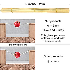 BLUE TOP Bamboo Marshmallow Roasting Sticks Smore Skewers 30 Inch 5mm Thick 60 PCS Extra Long Heavy Duty,Wooden Skewer BBQ Hot Dog Skewer,Great for Camping,Parties,Weddings and Plant Stakes.