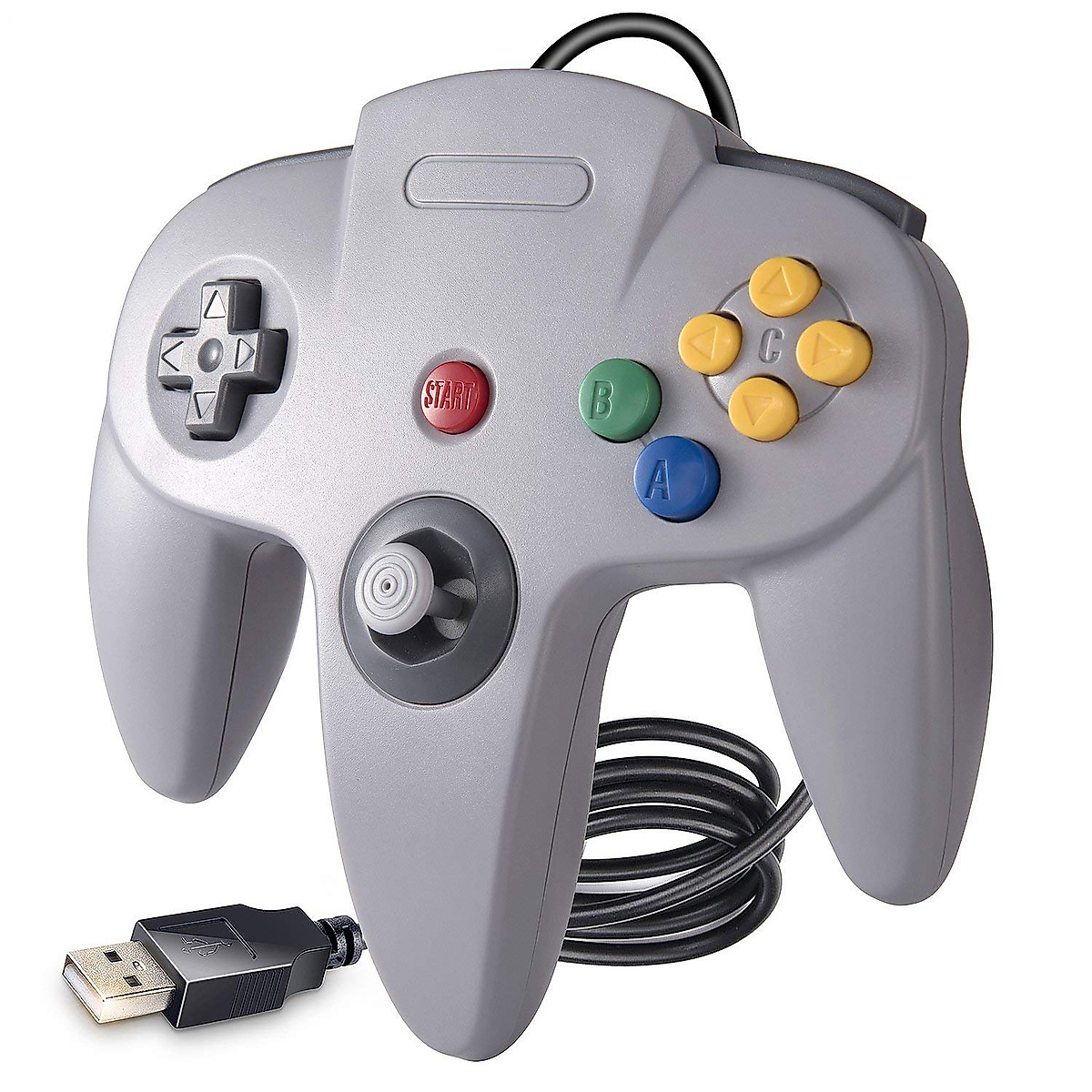 2 Pack USB Wired N64 Controller, suily Classic N64 PC Gamepad Joystick Controller for Windows PC MAC Linux Raspberry Pi 3 (Black/Gray)