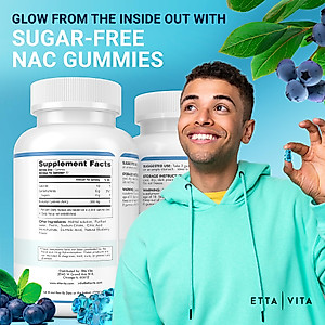 World's First Sugar-Free NAC Gummies, N-Acetyl Cysteine Supplement (MCT-Oil Coated for Absorption) NAC Supplement for Respiratory Health, Liver Detox & Cleanse, Kidney, Antioxidant Support, Vegan 60ct