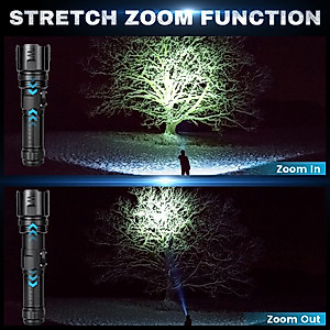 Rechargeable Flashlights High Lumens, 150000 Lumens Super Bright Tactical Flashlight One Click Off, IPX6 High Powered Flashlight USB Powerful Handheld Flash Light for Emergencies, Camping, Hiking