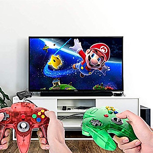 ZeroStory Classic N64 Controller, Wired N64 Controller Joystick with 5.9 Ft N64 AV Cable for N64 Video Game Console (Transparent Blue and Transparent Purple)