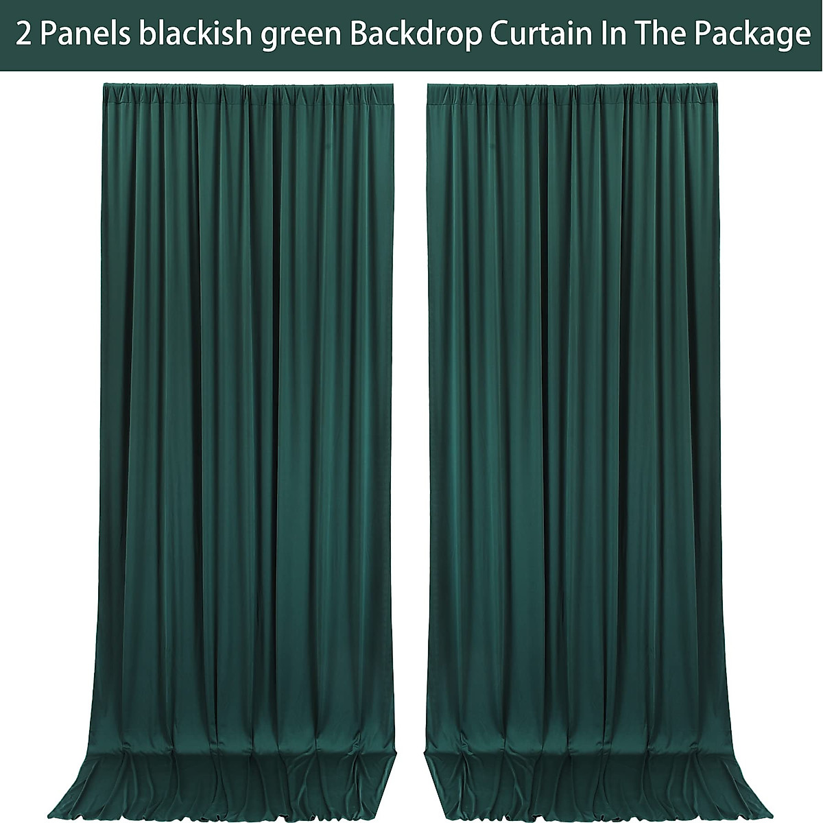 10ftx10ft Hunter Green Backdrop Curtains for Parties Weddings Baby Shower Dark Green Curtain Backdrop Birthday Event Party Photo Booth Backdrop Wrinkle Free Fabric Background 5ftx10ft, 2 Panels
