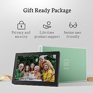 BSIMB Smart WiFi Digital Picture Frame 16GB with Wood Effect, 10.1 Inch HD IPS Display, Instantly Share Photos/Videos via App Email, Easy-to-Use Touch Screen, Auto Rotate in Landscape or Portrait