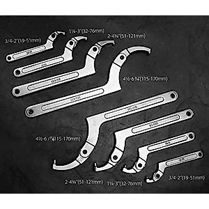 Vmotor Chrome Vanadium Adjustable C Spanner Hook Wrench Tool - 3/4-2"(19-51mm)