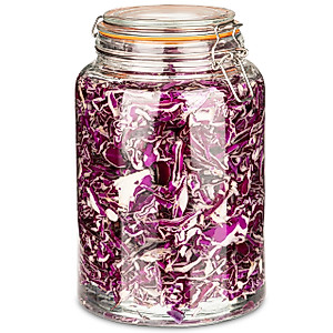 kitchentoolz Large 1 Gallon Glass Mason Jar Extra Wide-Mouth with Hinged Lids, Airtight Leakproof Glass Canning Jars, Container for Preserving, Overnight Oats - Pack of 1