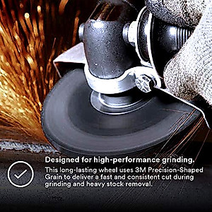 Cubitron II Silver Grinding Wheel, Depressed Center – for Right Angle Grinders – 4.5” Diameter x 1/4' Thick x 7/8” Arbor Hole – Type 27 – 87453 – Pack of 10