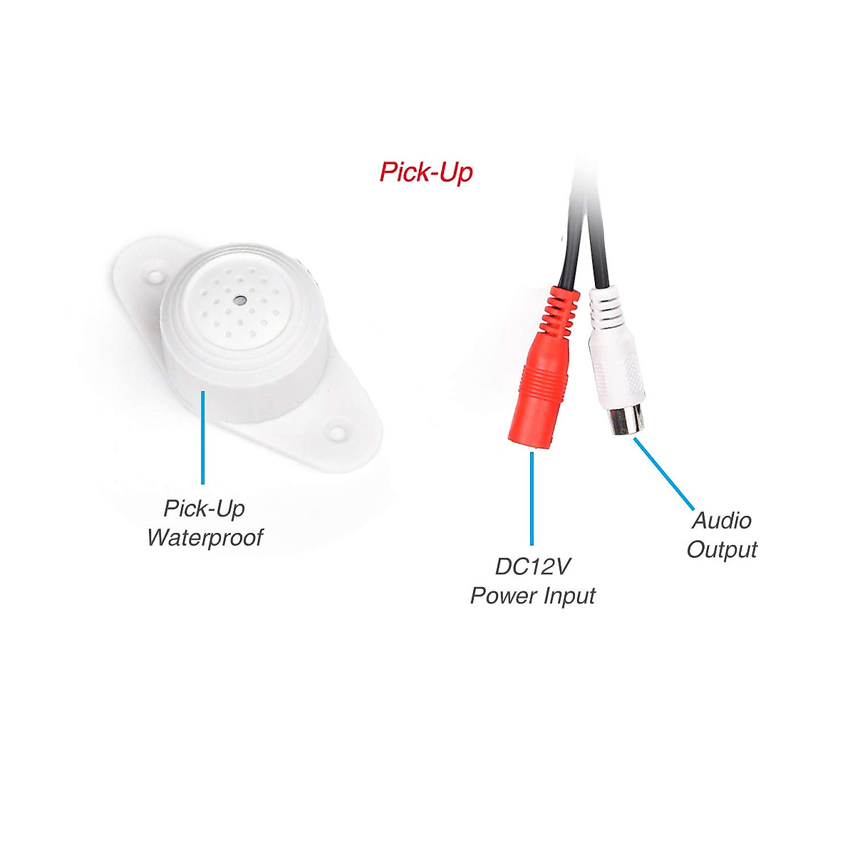 Tonton High Sensitive Weatherproof Preamp Microphone Audio Pickup Device Sound Voice Pickup Kit with 60 Feet Cable and Power Supply for CCTV Surveillance Camera System