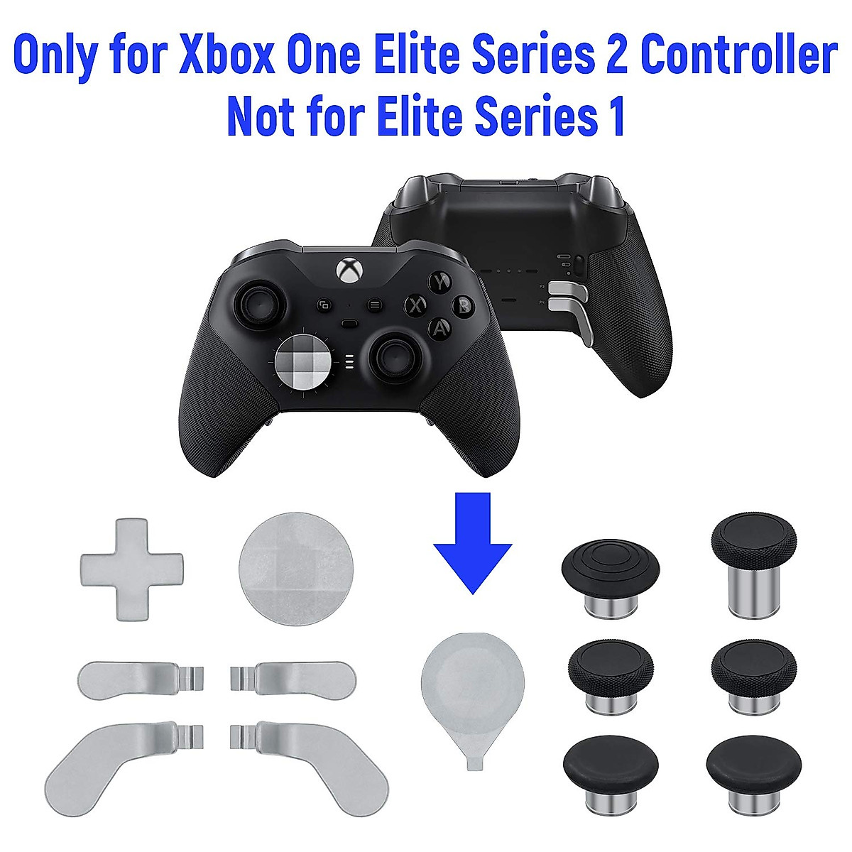 Mcbazel 13 in 1 Metal 6 Swap Thumbsticks Joysticks, 4 Trigger Paddles, 2 D-pads with Adjustment Tool and Carry Case for Xbox One Elite Series 2 Controller - Silver