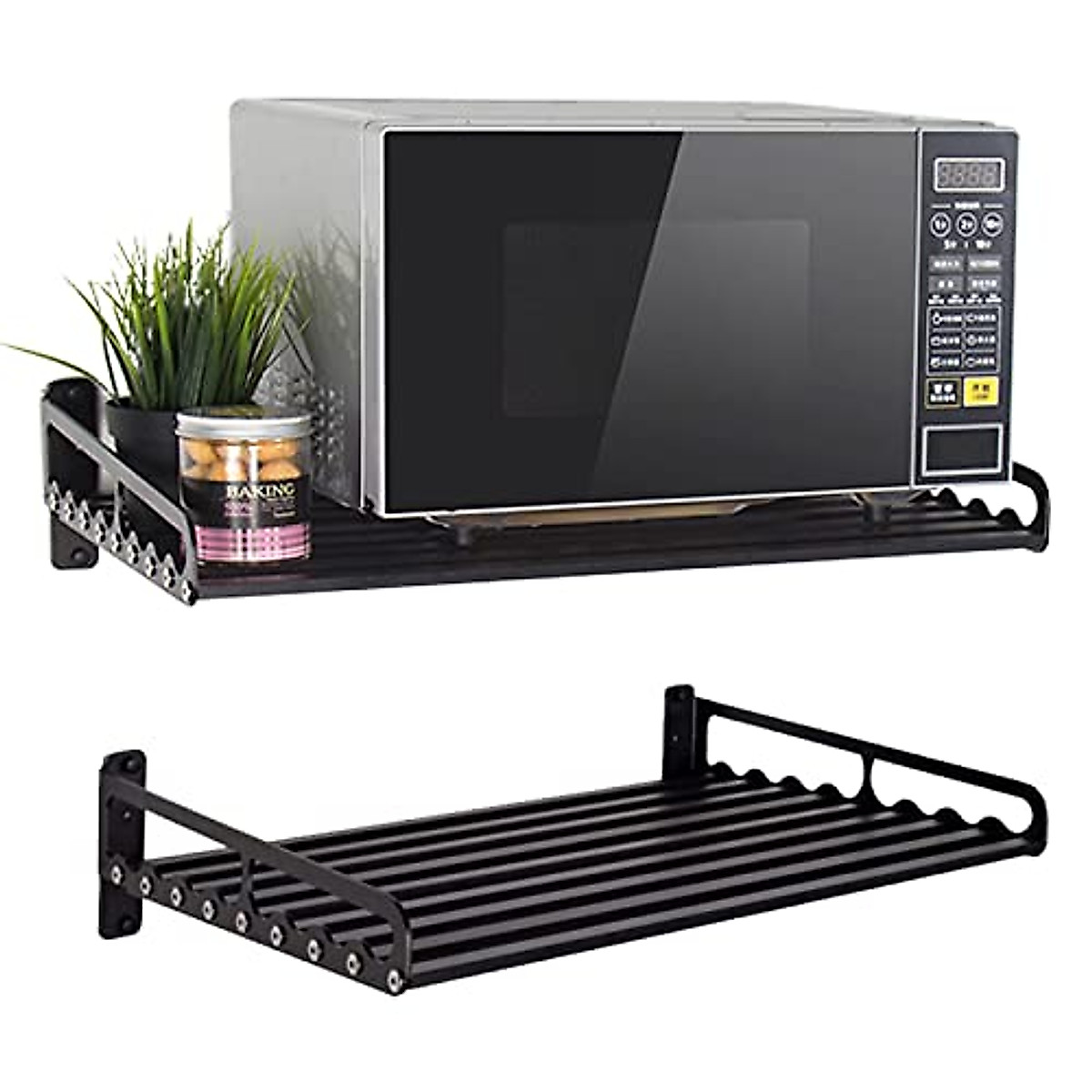 Goyappin Wall-Mounted Electric Oven Holder Shelf, 23.58"x15.52" Microwave Wall Shelf Microwave Oven Rack Kitchen Wall Pot Pan Rack Weight Bearing 80 lbs for Electric Oven Microwave