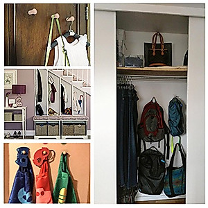 RONRI Wall Hooks, 12 Pack Self Adhesive Hooks Wooden Coat Hooks Wall Mounted Rustic Hooks, for Bathroom Bedroom Kitchen Towel Key Robe Utensil Hat, Home and Office