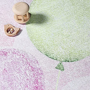 SUPERIOR Kids Indoor Area Rug, Elephant Design, Cute Rugs for Bedroom, Nursery, Playroom, Living Room, Entryway, Unique Accent, Soft Cotton Backed Rugs, Nursery Collection, 5'7" x 8'9", Soft Pink