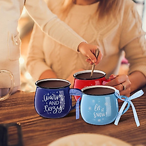 Sawysine Christmas Coffee Mugs Set of 6, 12 oz Ceramic Mug Gift Holiday Hot Cocoa for Mom Woman Family Friend Farmhouse (Colorful Style)