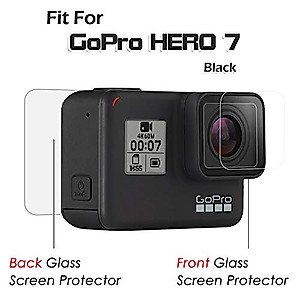 [4Pcs] Diruite Screen Protector for GoPro Hero 7(Only Black)/Hero HD(2018)/Hero 6/Hero 5, Ultrathin Clear Tempered Glass Screen Protector for GoPro Hero 7 Black