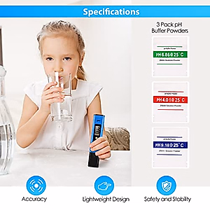 PH Meter, 0.01 High Accuracy Pocket Size with 0-14 PH Testing Range PH Tester, Digital PH Meter for Water, Water Meter for Hydroponics, Drinking, Pool