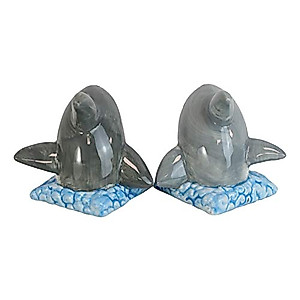 "Home Décor Accents" Ceramic Nautical Ocean Great White Sharks Salt And Pepper Shakers Figurine Set - Home Accents 33-kl1-9039