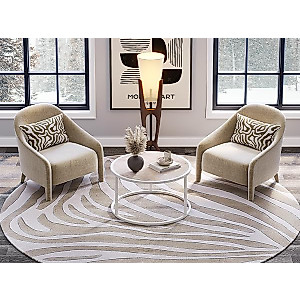 SAYGOER Marble Coffee Table Small Round Center Table Simple Modern Boho for Living Room Home Office, 27.6 * 27.6 * 17.7, Easy Assembly, Cream White Faux Marble