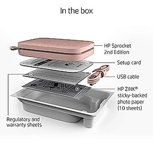 HP Sprocket Portable 2x3" Instant Color Photo Printer (Blush) Print Pictures on Zink Sticky-Backed Paper from your iOS & Android Device.