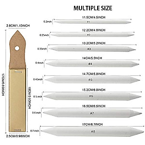 LEOBRO 11 Pieces Artist Blending Stump and Tortillion Art Blender Set with 1 Pcs Sandpaper Pencil Sharpener Pointer for Student Sketch Drawing