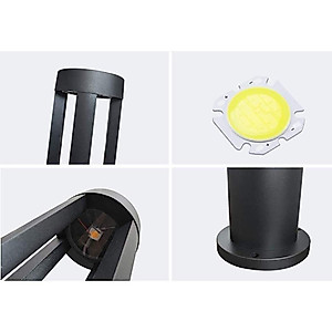 SPNEC Column Head Lamp, Lawn Lamp Outdoor Waterproof Garden Lamp Home Outdoor, Black, Aluminum