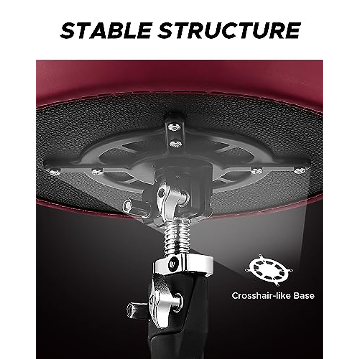 Starfavor Drum Throne Adjustable, Drum Stool Padded Drum Seat, Rotatable Drum Chair with Double Braced Anti-Slip Feet, Crimson Color, Red, ST-650 Stone