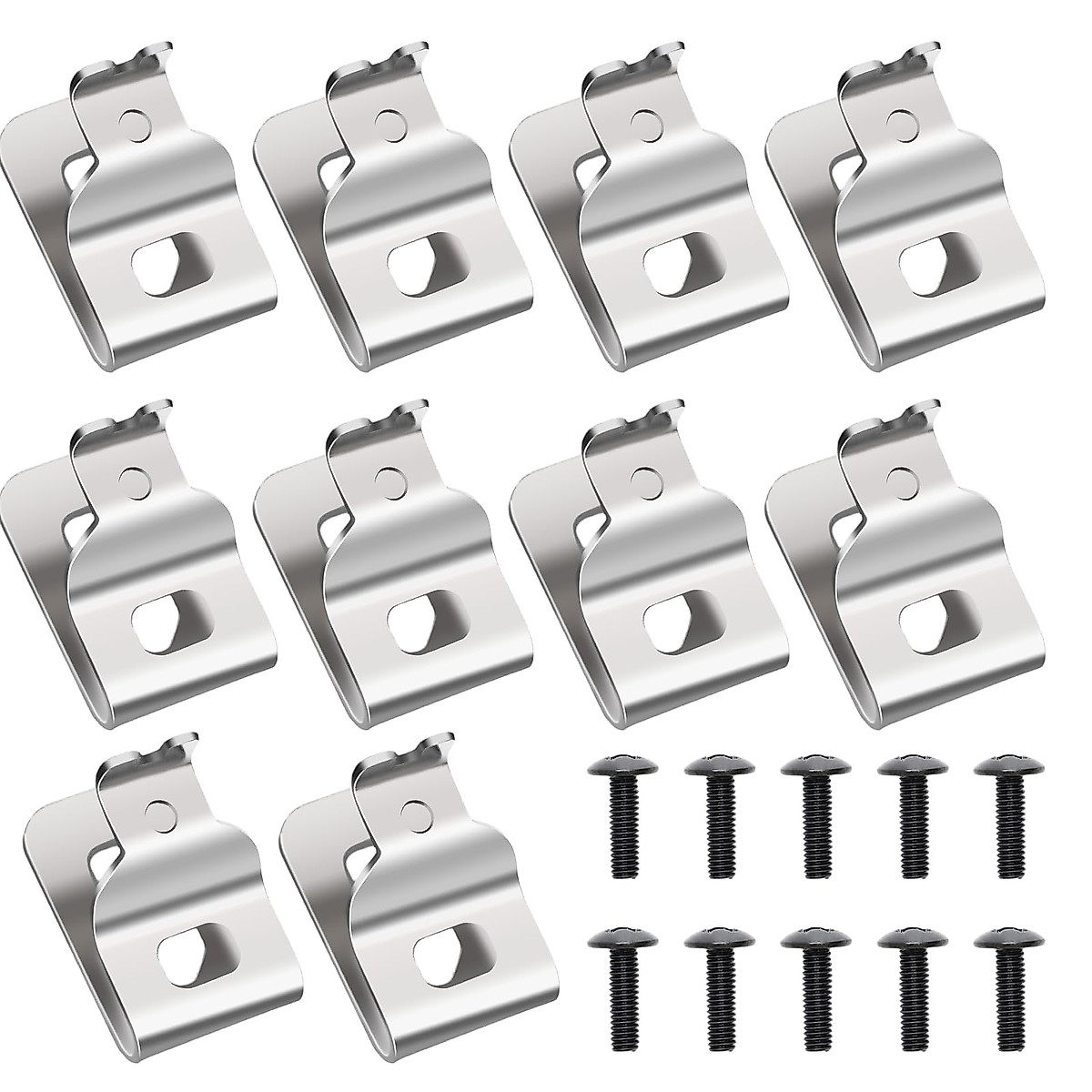 10Pcs Belt Clips For Dewalt, 304 Stainless Steel Hook Clips Drill Clips Tool Kit With Screws Belt Replacement for Dewalt N268241 Fit for 20V Power Tools DCD980 DCD980L2 DCD985L2 DCD985
