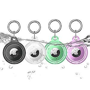 Supfine Waterproof Airtag Holder with Keychain,4 Pack Air Tag Cover,Protective [Anti-Scratch][Shockproof] Tracker Case with Loop Key Ring for Apple AirTags,Airtag case for Wallet,Luggage,Cat,Dog,Pets