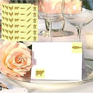 Wedding Meal Choice Stickers for Place Cards 1 '' Gold Meal Sticker Wedding Meal Indicator Stickers- Place Card Menu Choices Catering Food Stickers Place Cards for Wedding Banquet,Chicken,Fish 300Pcs